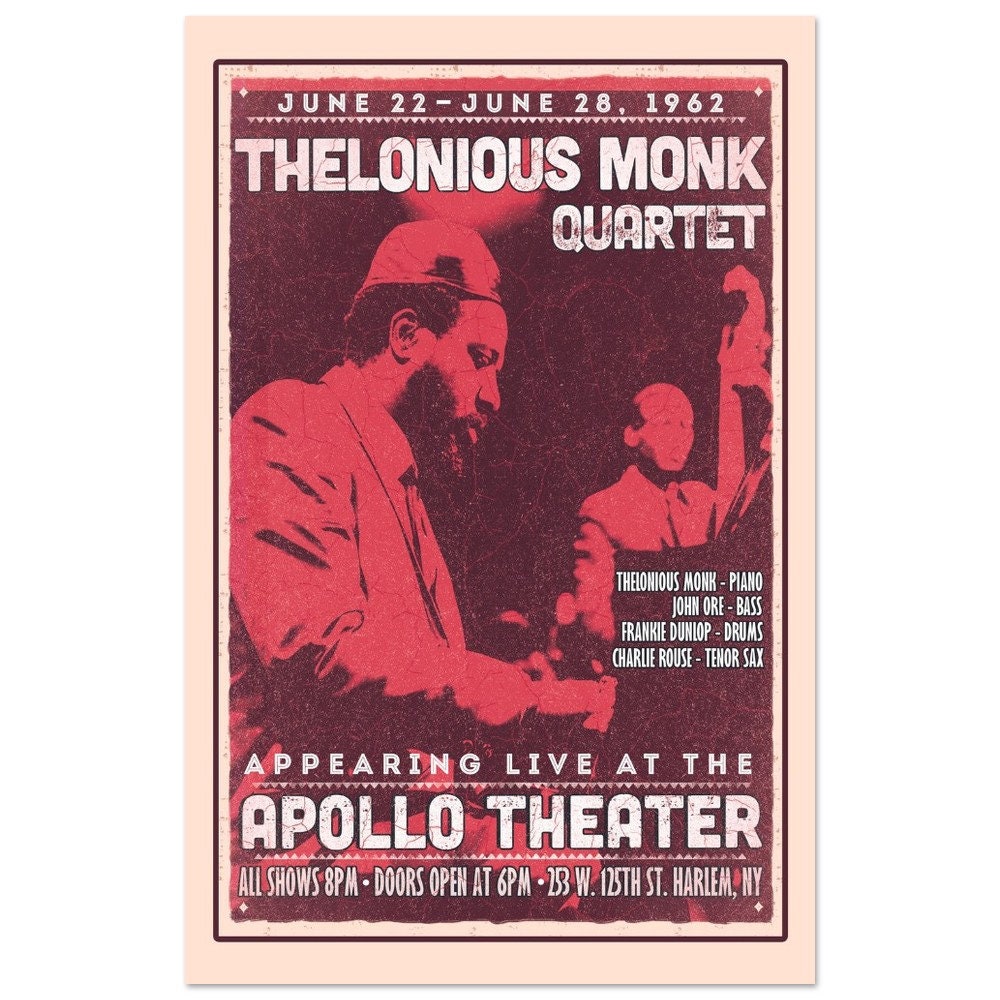 Thelonious Monk Concert Tour Poster Art Print Apollo Theater - Etsy
