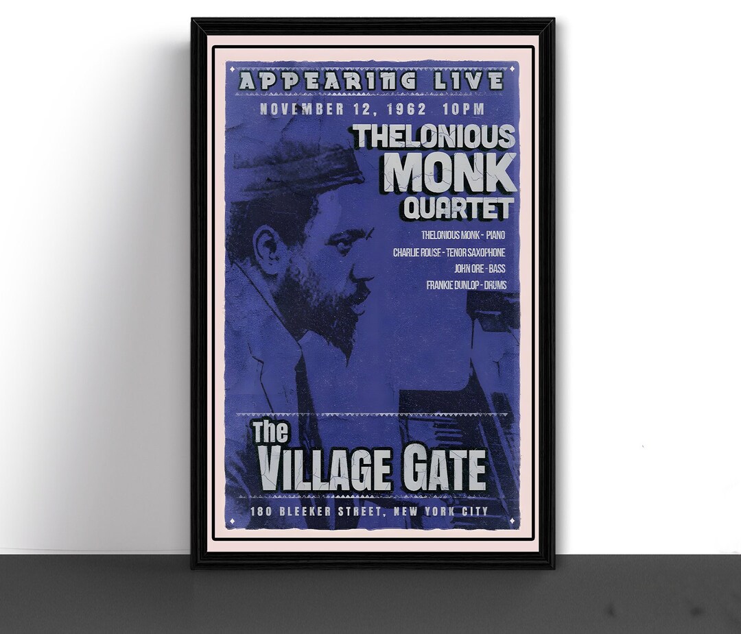 Thelonious Monk Concert Tour Poster Art Print Village Gate NY 1962 - Etsy
