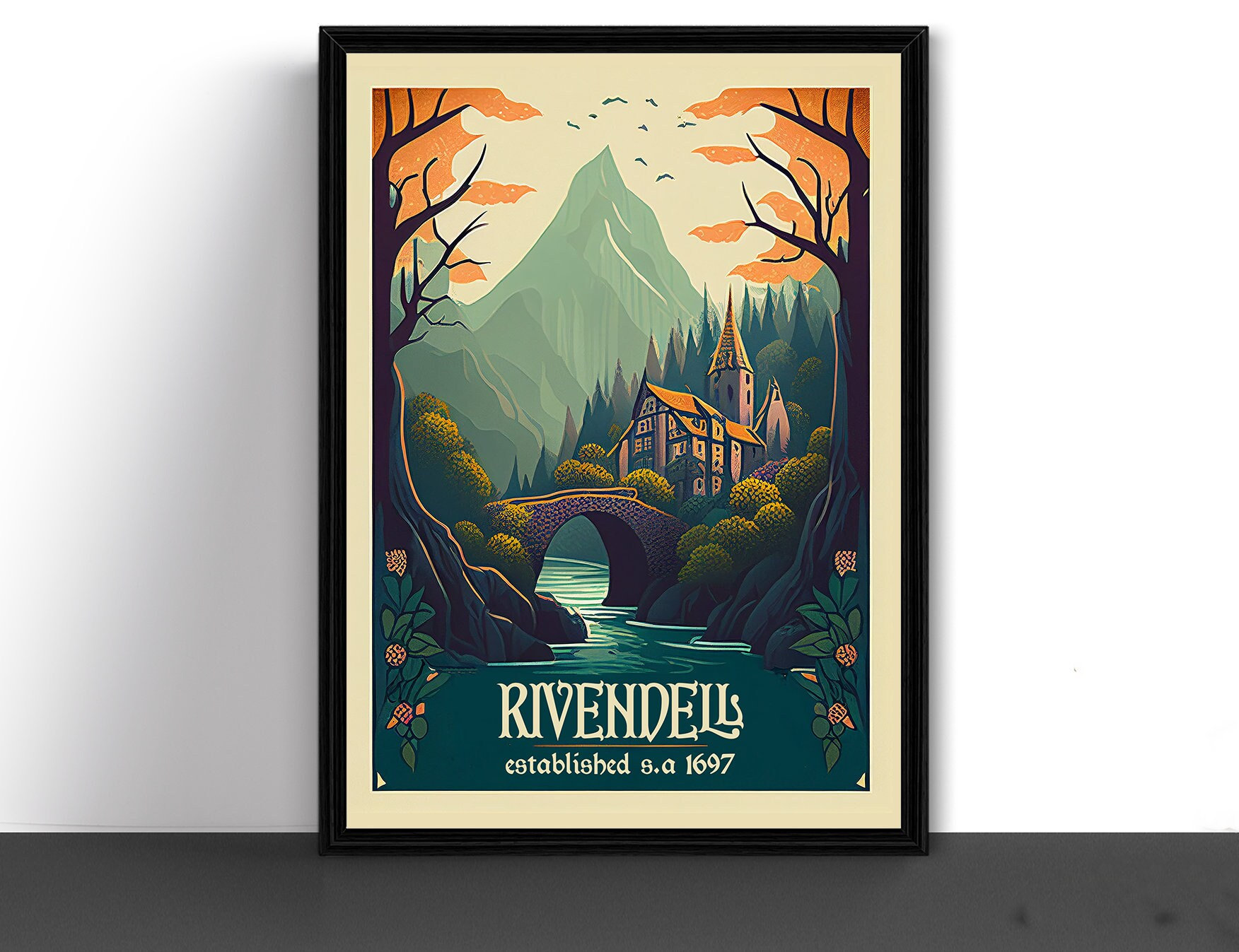 Lord of the Rings LOTR Rivendell J.R.R. Tolkien Art Print Travel Poster ...