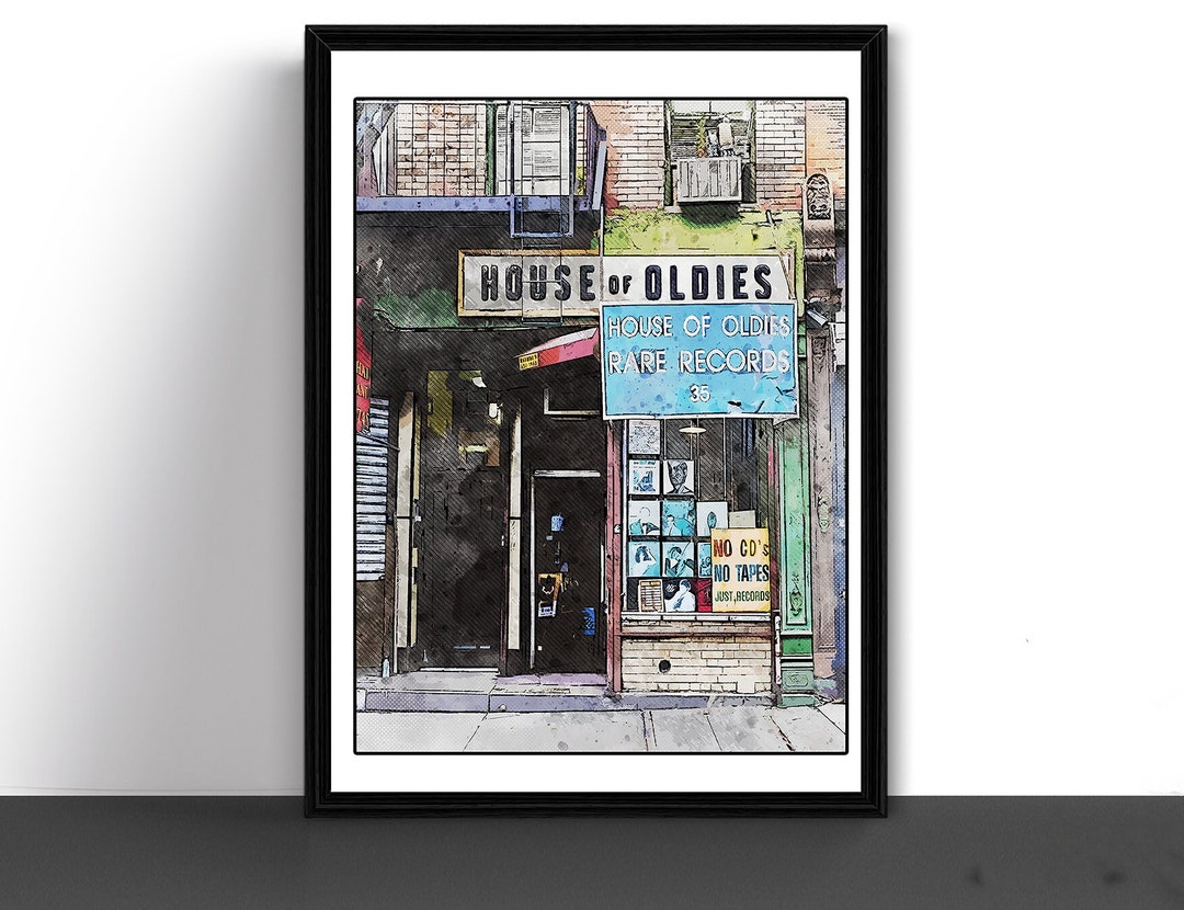 House of Oldies Record Store Ink Sketch Watercolor Art Print Poster - Etsy