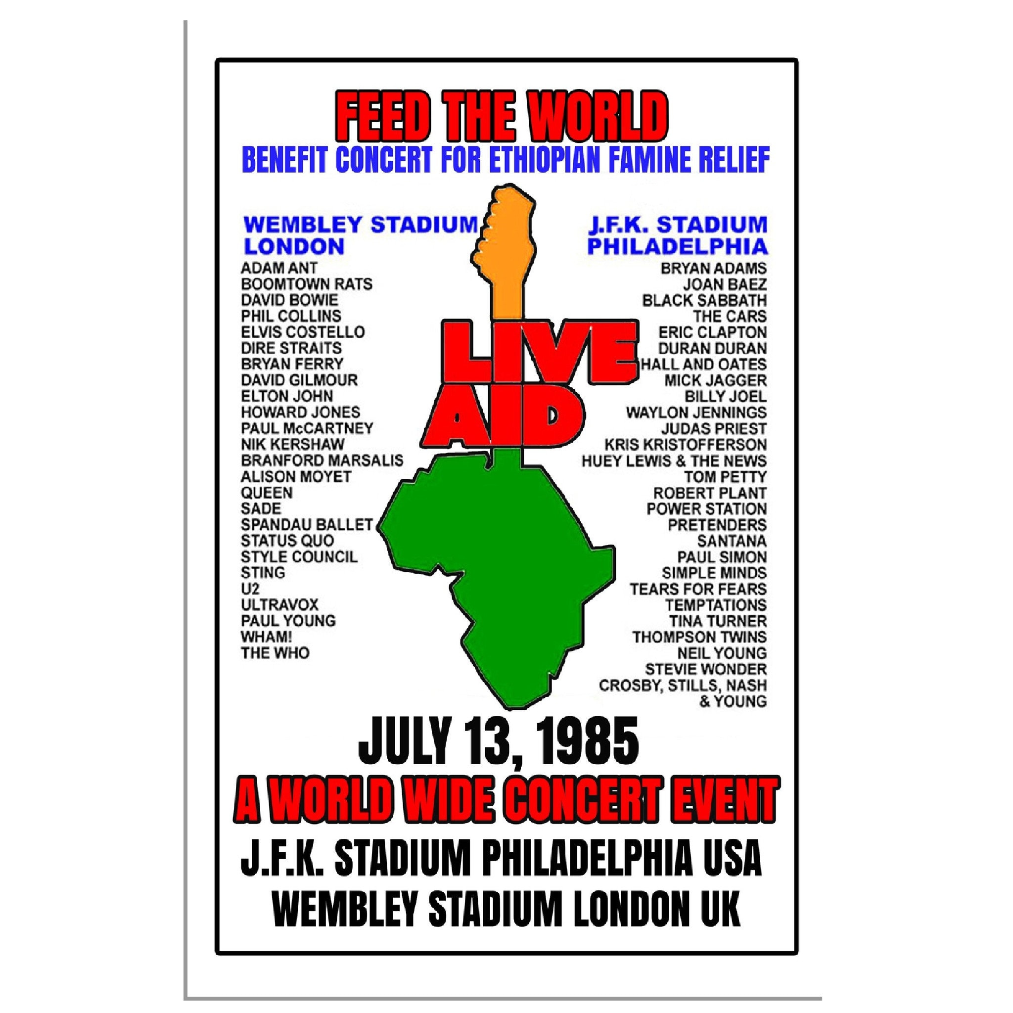 Live Aid Concert 1985 Tour Poster Art Print - Etsy