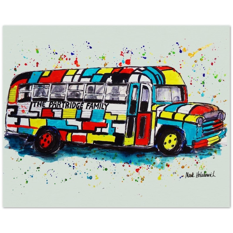 Partridge Family Bus Watercolor Painting Art Print Poster Ink - Etsy ...