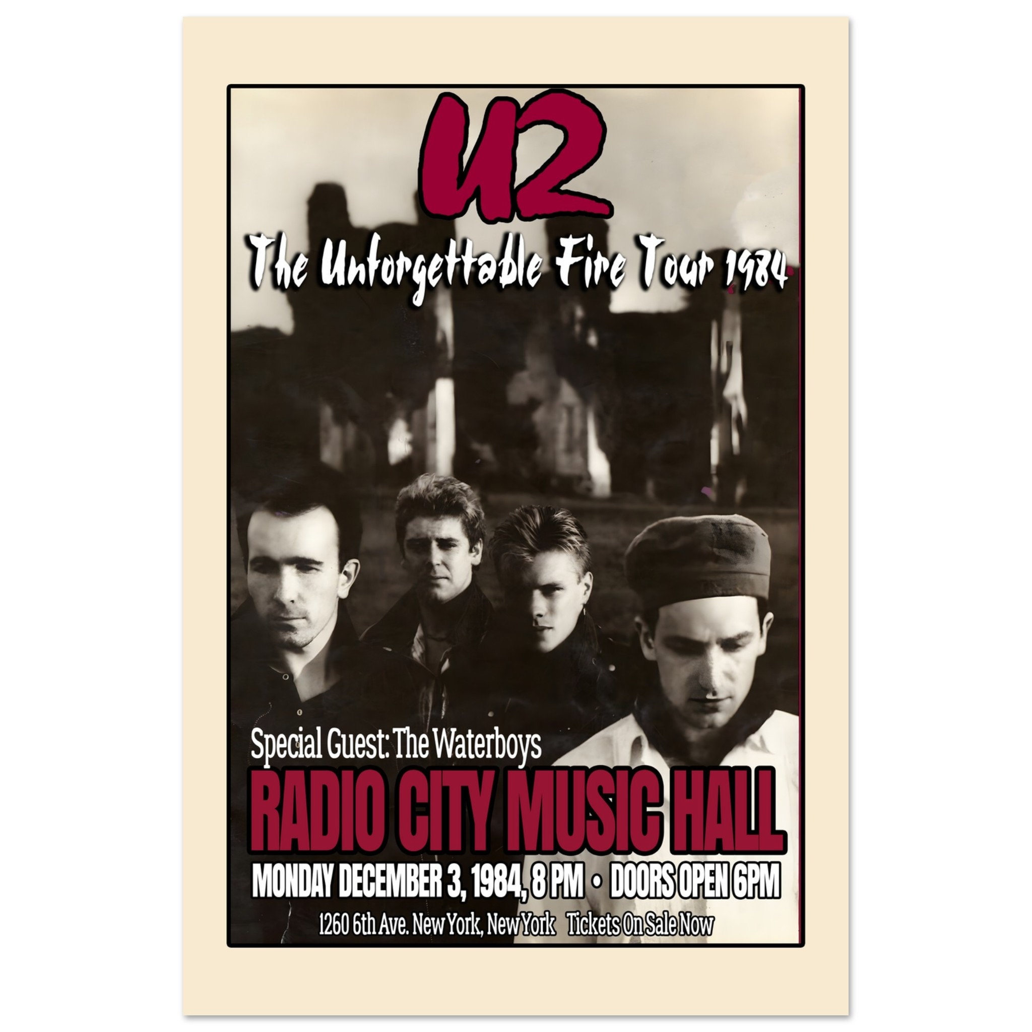 U2 Radio City Music Hall 1984 Concert Tour Poster Art Print ...