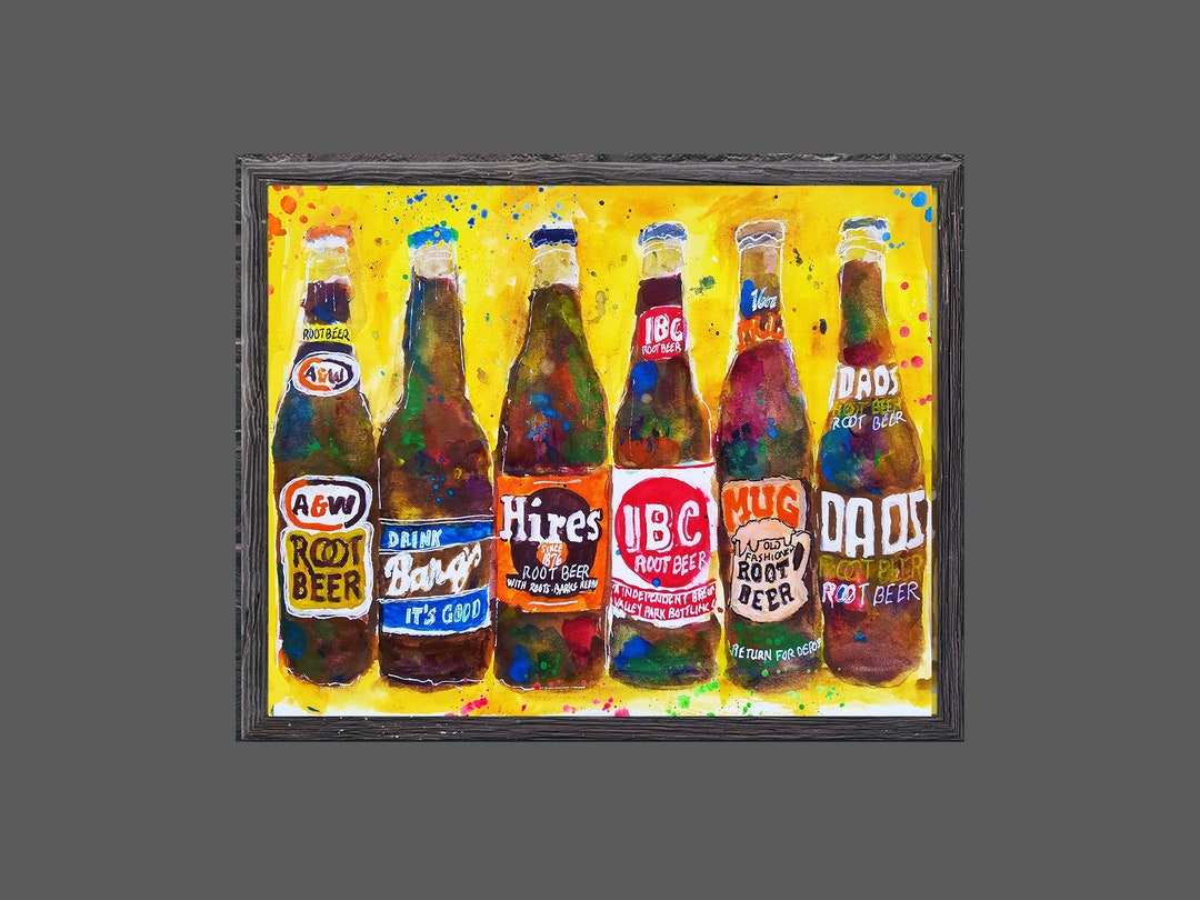 Root Beer Bottles Pop Art Painting Print A&W Hires Mug Barq's - Etsy
