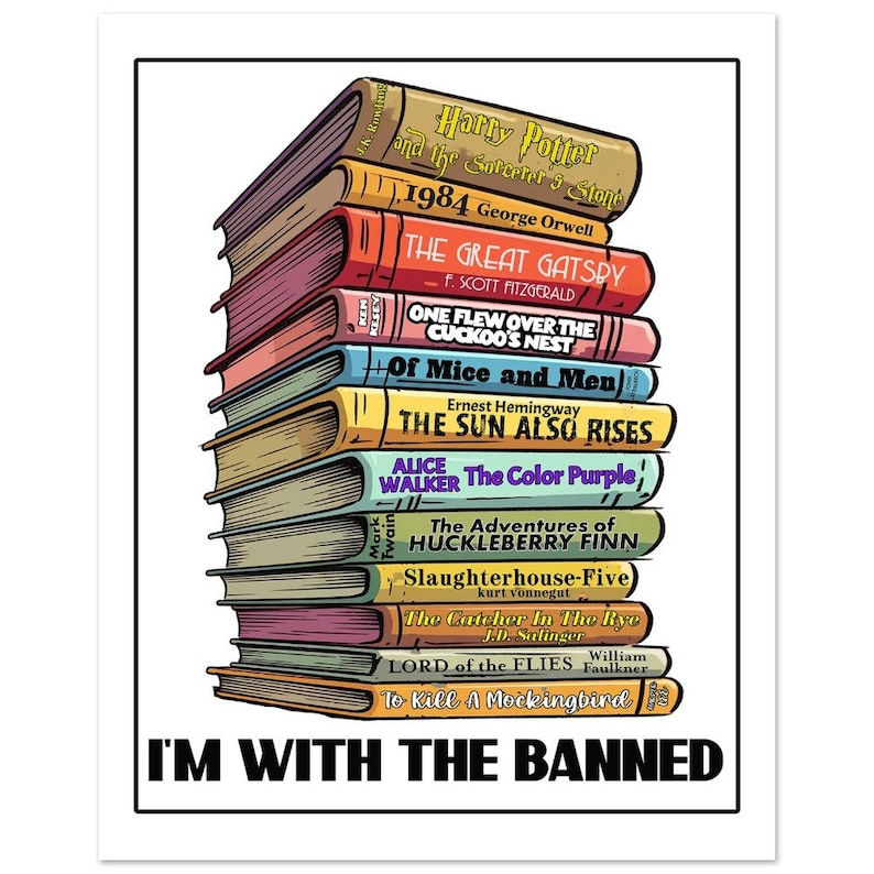 Banned Books I'm With the Banned Art Print Travel Poster - Etsy