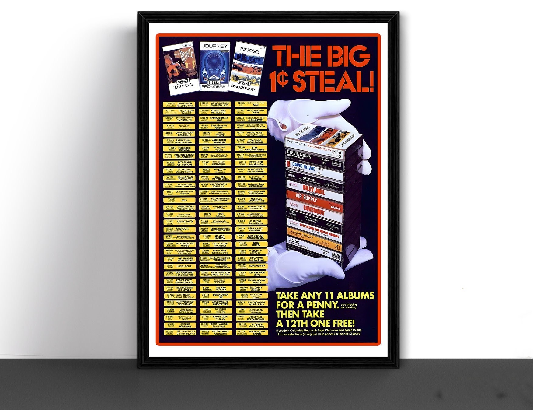Columbia Record & Tape Club Eighties Retro Advertisement Art Print ...