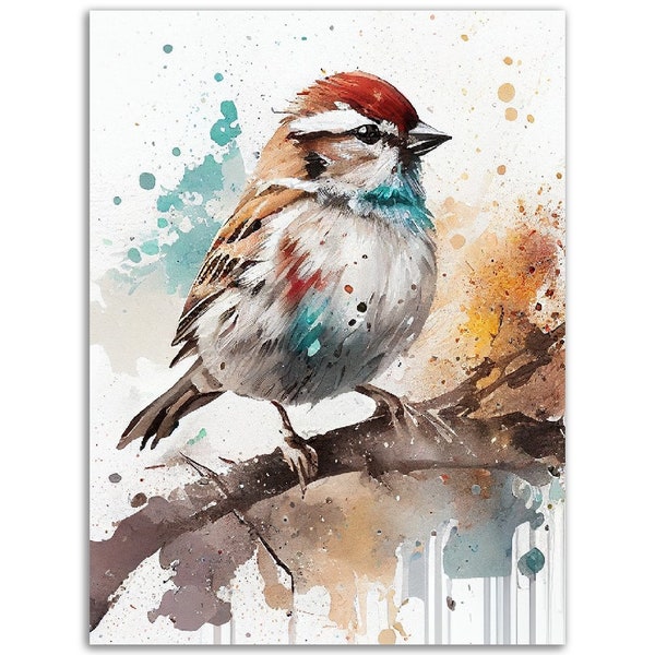 Sparrow Watercolor - Etsy