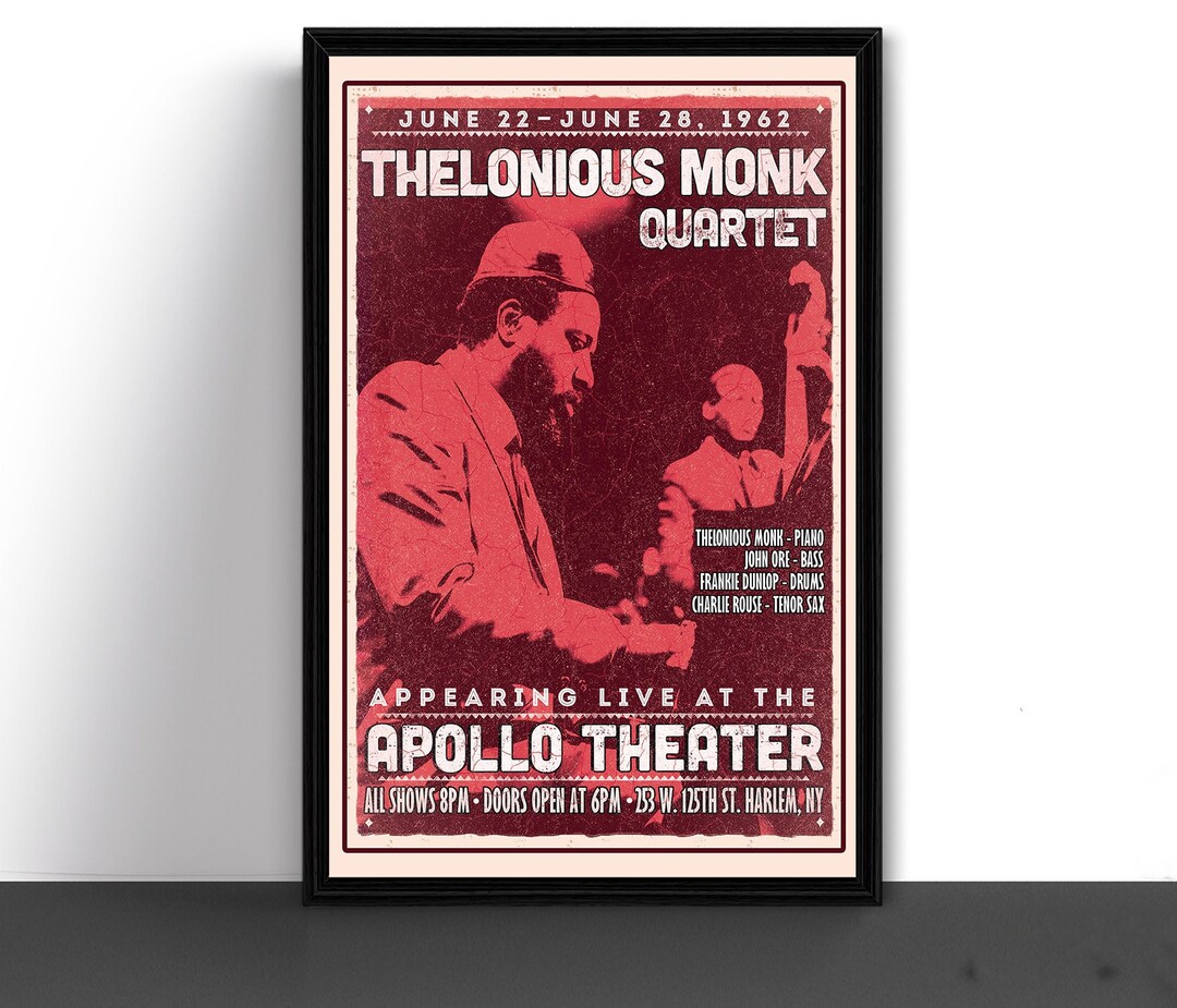 Thelonious Monk Concert Tour Poster Art Print Apollo Theater NY 1962 - Etsy