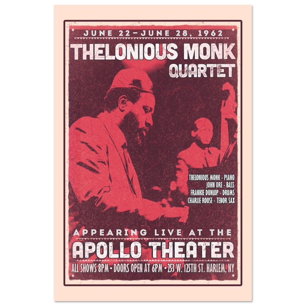 Thelonious Monk Concert Tour Poster Art Print Apollo Theater - Etsy