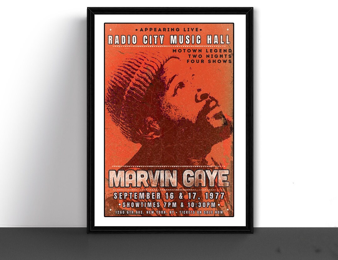 Marvin Gaye Concert Tour Poster Art Print Radio City Music Hall 1977 - Etsy