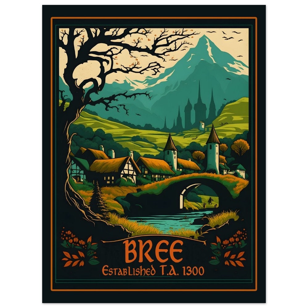 Lord of the Rings LOTR Bree J.R.R. Tolkien Art Print Travel - Etsy