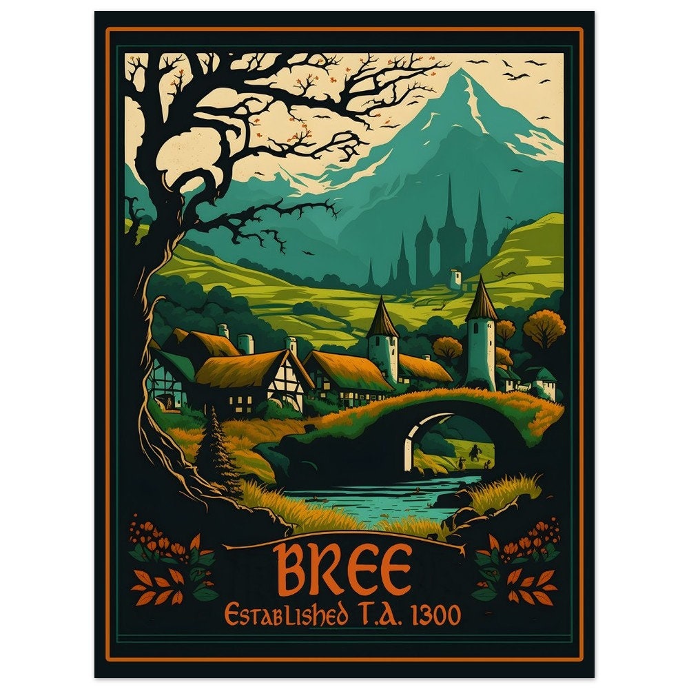 Lord of the Rings LOTR Bree J.R.R. Tolkien Art Print Travel - Etsy