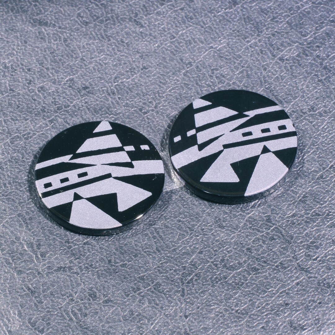 Etched Pattern Black Onyx, 20mm Round, Perfect Matched Pair - Etsy