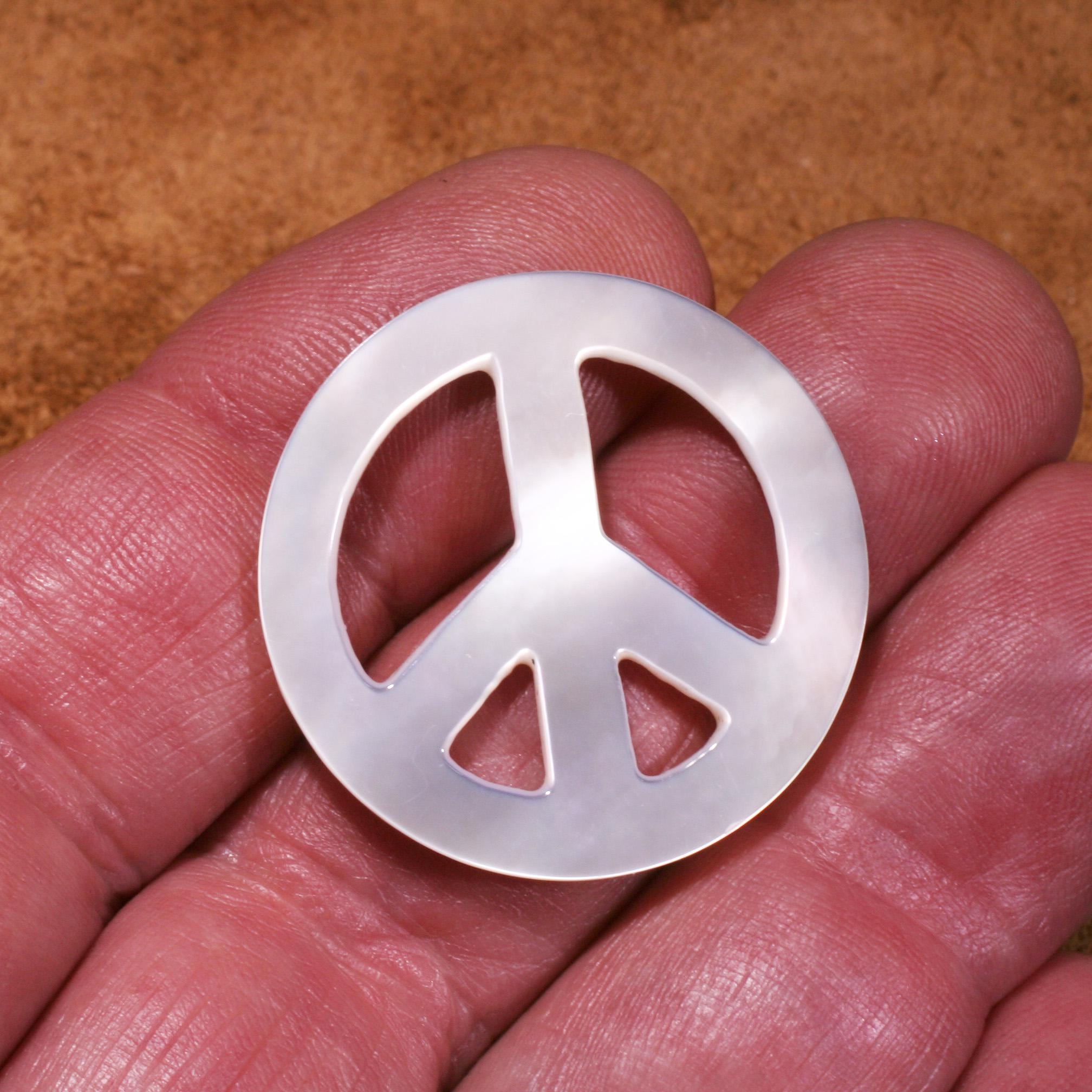 Rainbow Mother of Pearl Peace Sign - Etsy