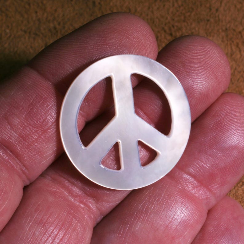 Rainbow Mother of Pearl Peace Sign - Etsy
