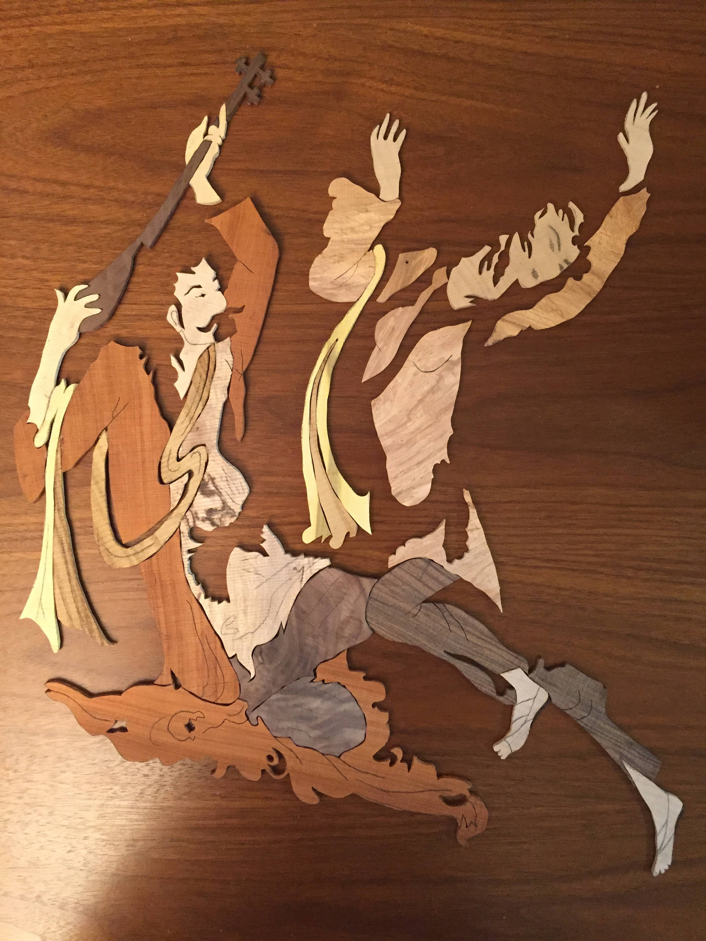 Original Wood Inlay Wall Art, Marquetry, Unique Gift for Valentine's ...