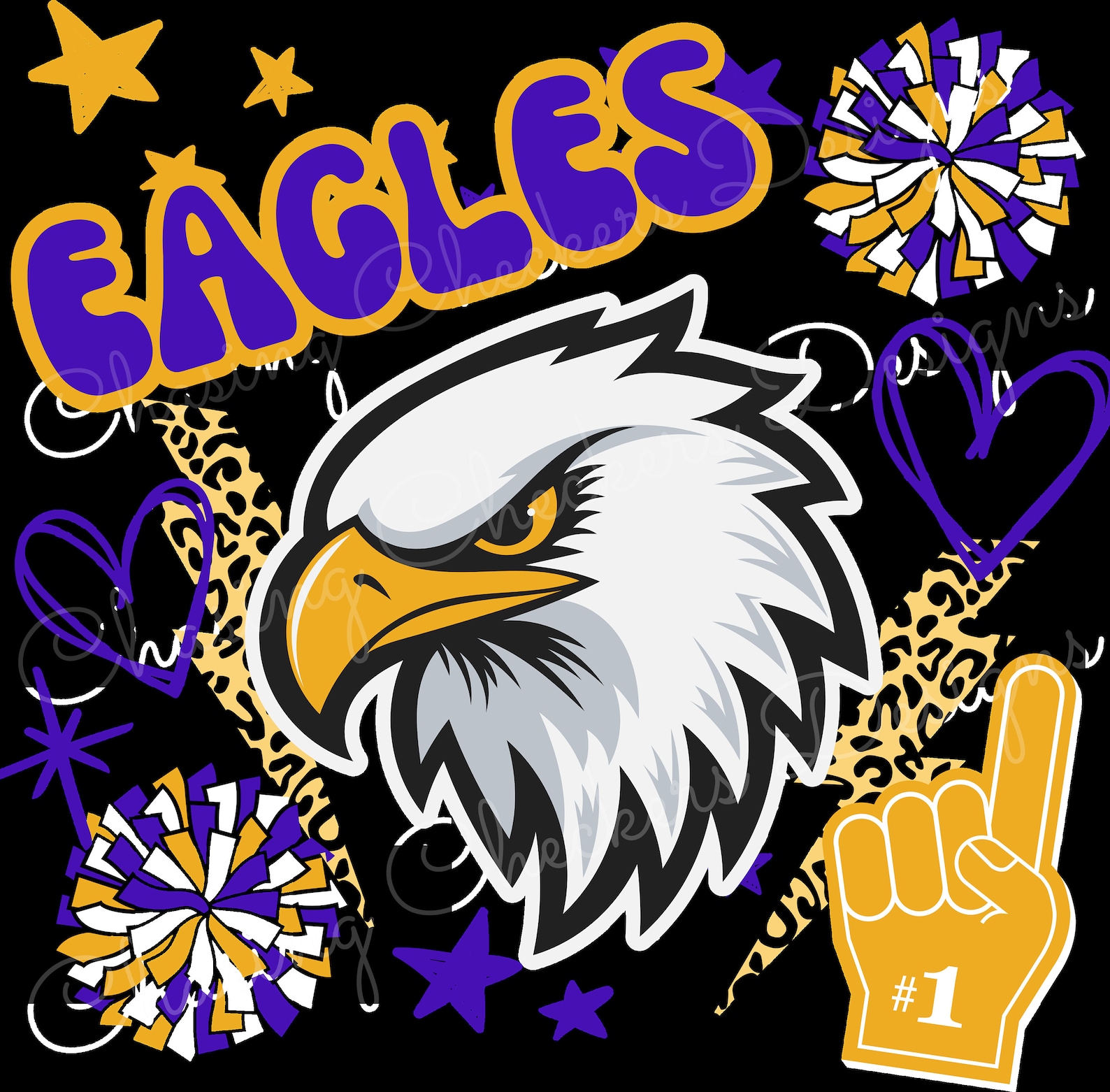 Checkered Eagles PNG: Purple Team Spirit Design (digital Download) - Etsy