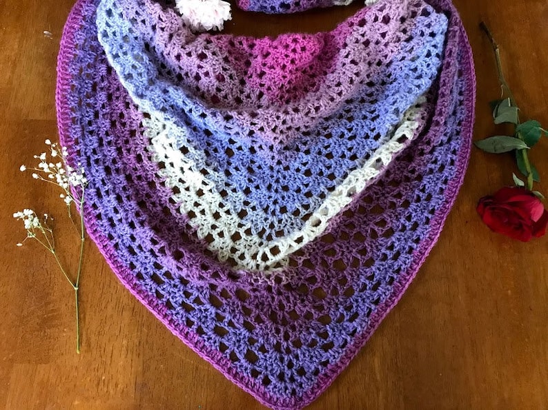 Crochet Triangle Shawl Pattern, Crochet Lace Shawl PDF Download, Women ...