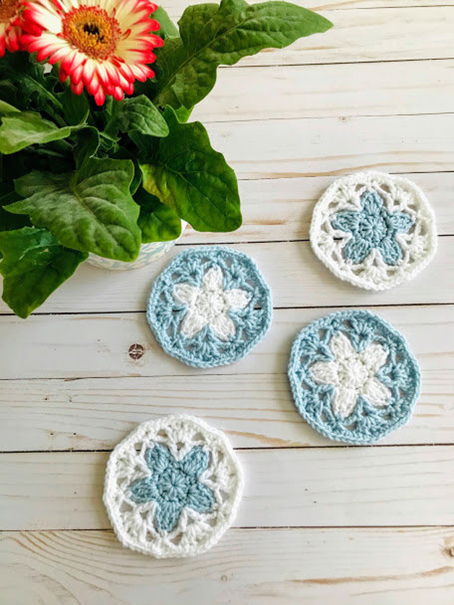 Forget Me Not Coasters Crochet Pattern — Crochet Lace Coasters, Crochet ...