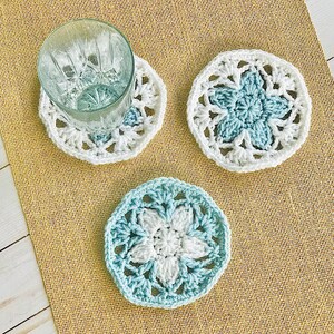 Forget Me Not Coasters Crochet Pattern — Crochet Lace Coasters, Crochet ...