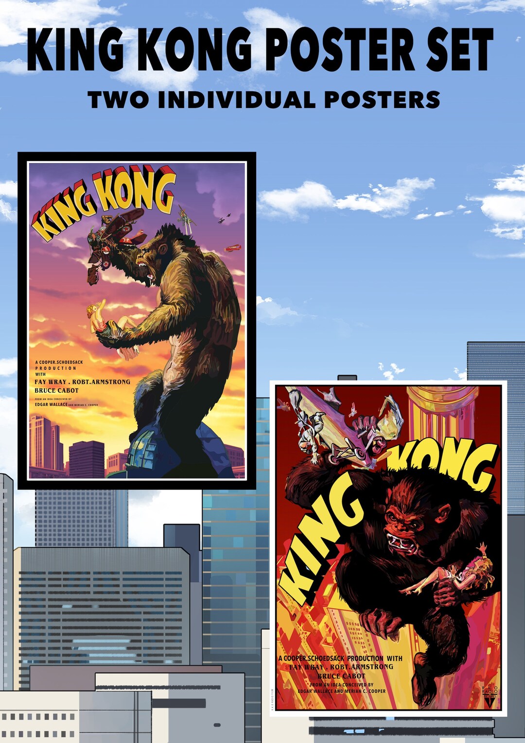 King Kong Poster Download | King Kong Movie Poster Set,king Kong Retro ...