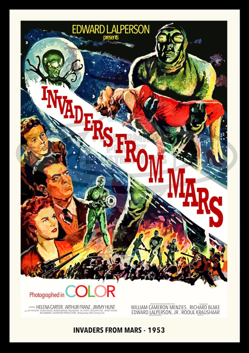 Retro Aliens Set of 4 Movie Print Retro Aliens Movie Wall - Etsy