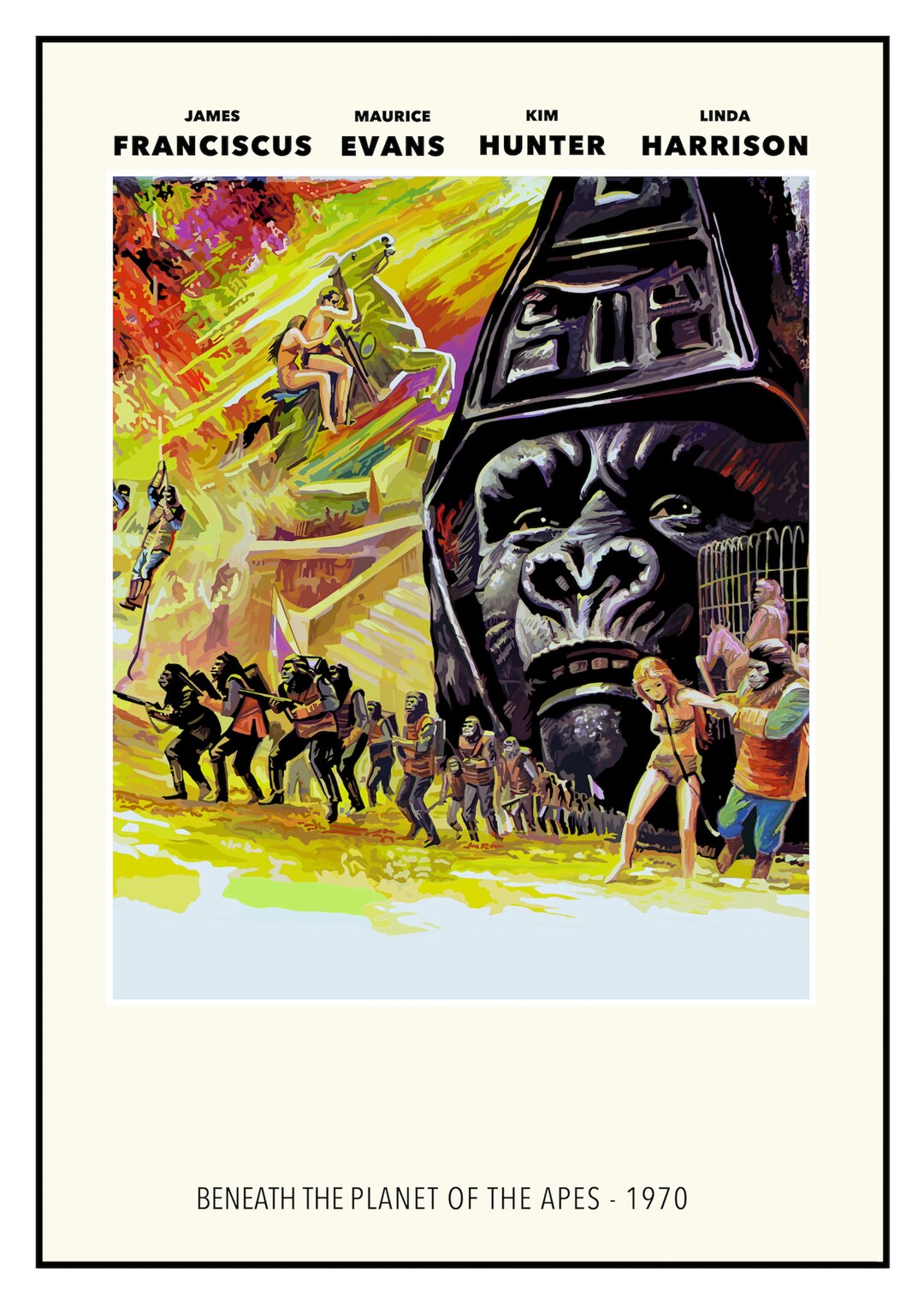 Beneath the Planet of the Apes Movie Poster: Hand Drawn Wall Art ...