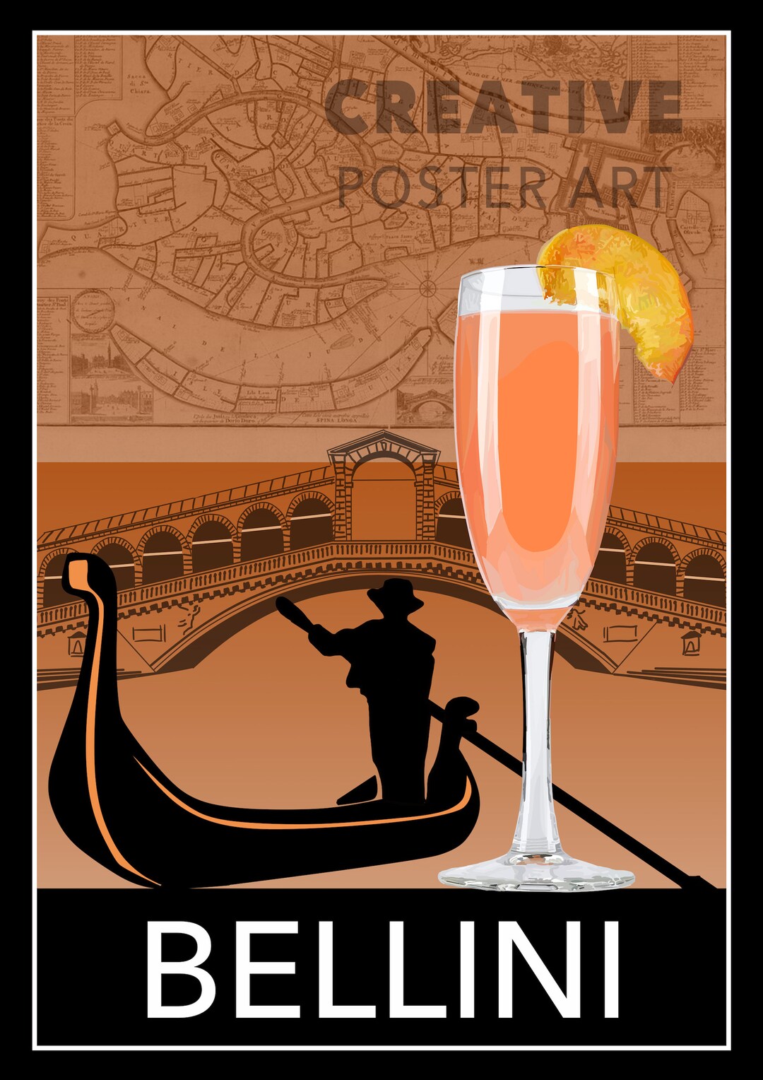 Bellini Cocktail Poster, Wall Art, Cocktail Bar Art, Cocktail Poster ...