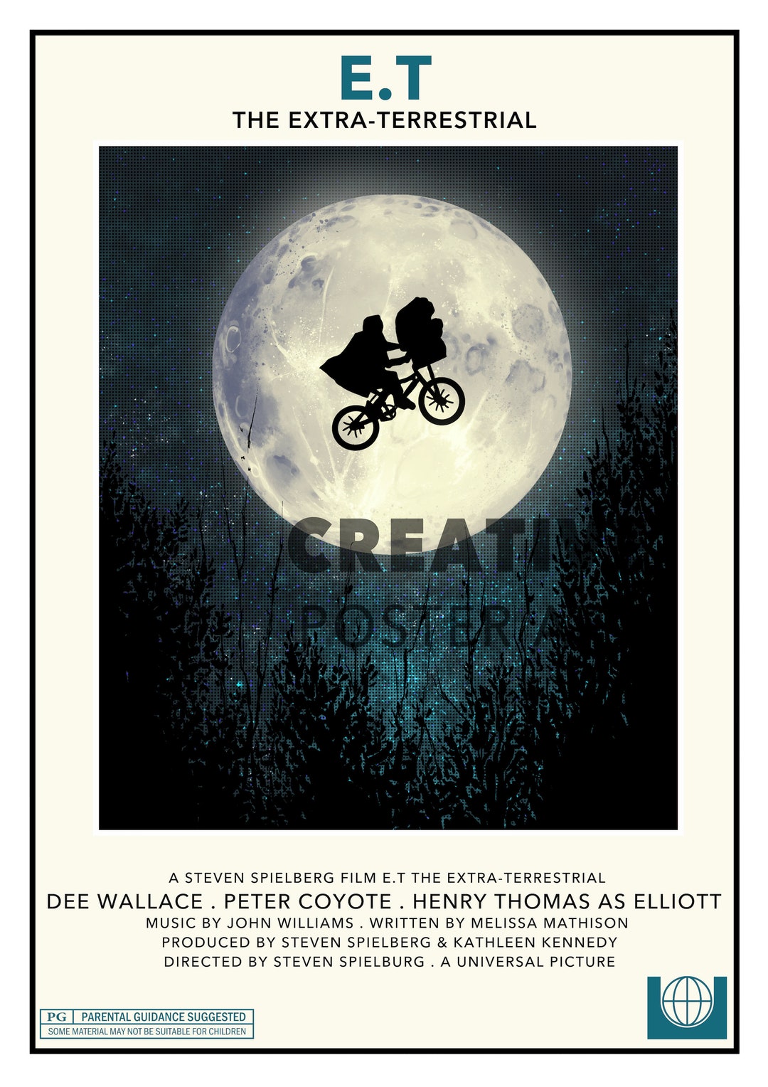 ET Poster, ET Movie Poster, the Extra-terrestrial Film Print, Hand ...