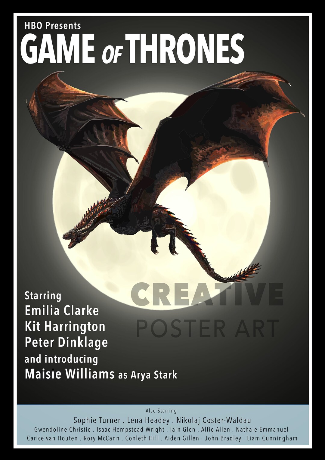 Game of Thrones Dragon Poster: Hand-drawn TV Series Art - Etsy