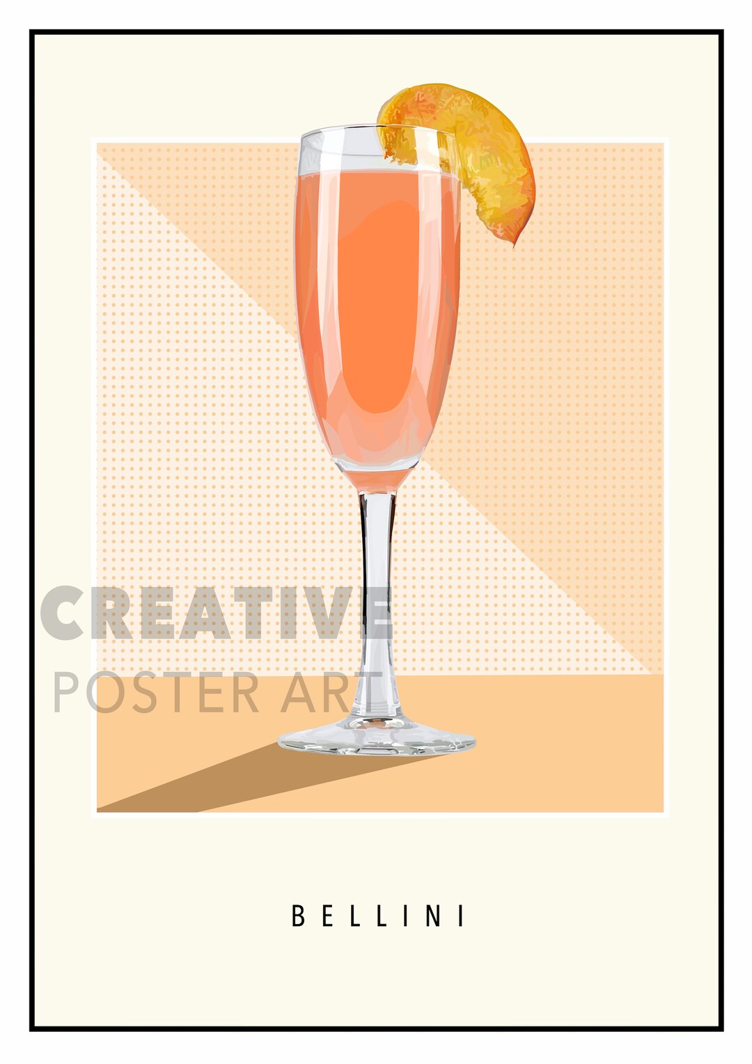 Bellini Cocktail Poster,bellini Print, Wall Art, Bar Art, Home Decor ...