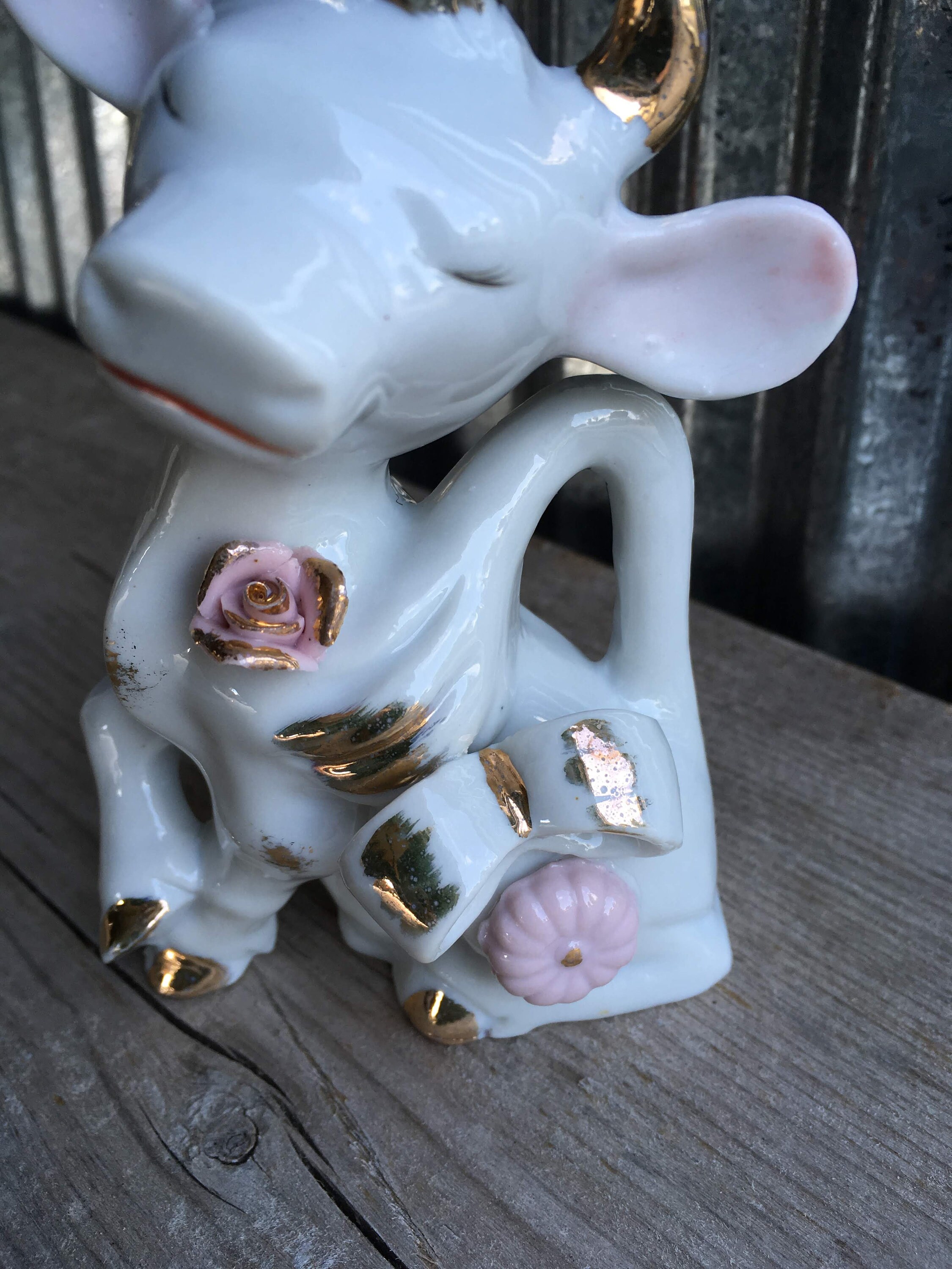 Made in Japan Cow Figurine-vintage Ceramic Cow-vintage Gold | Etsy