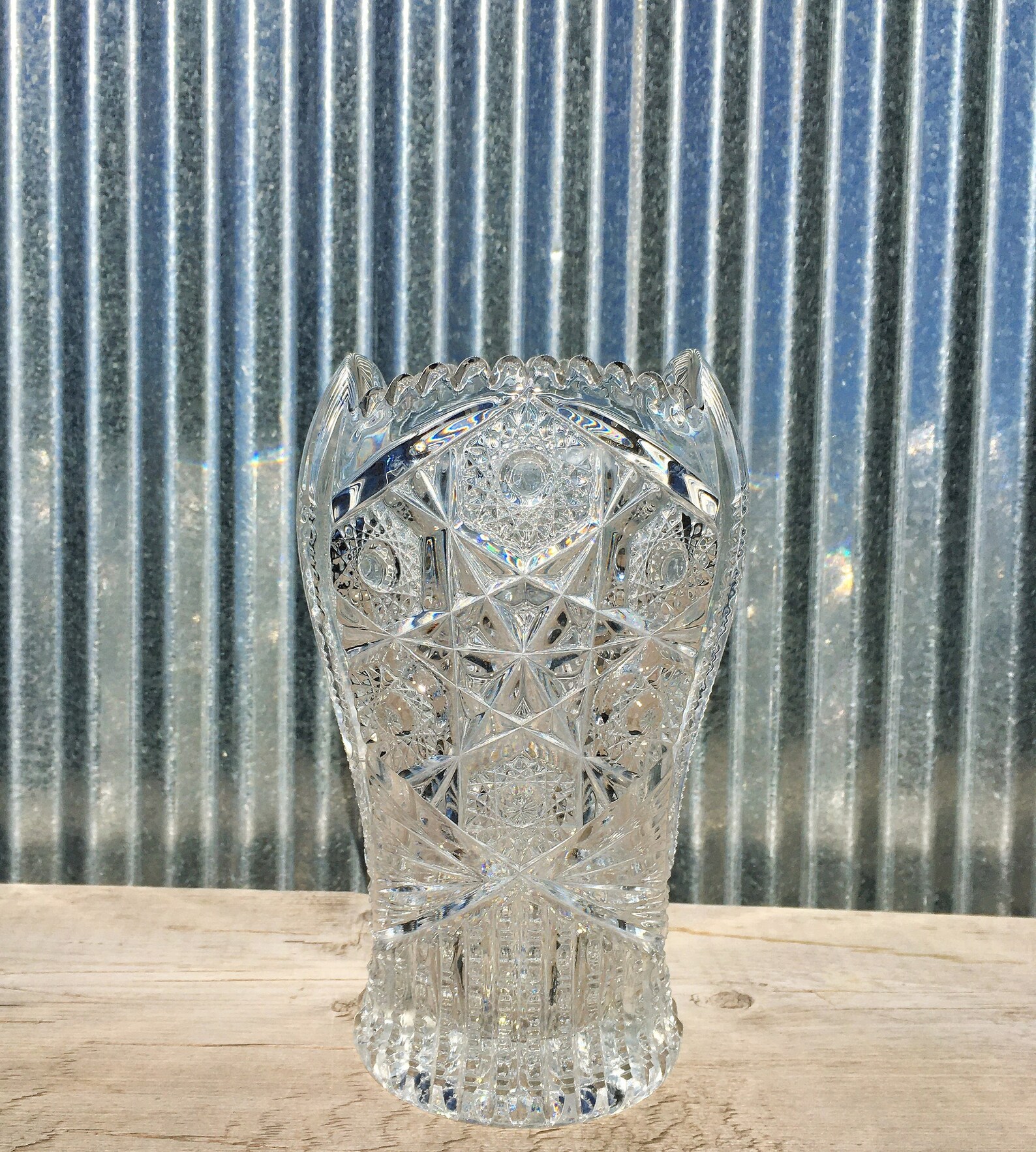 Vintage Imperial Glass Nucut Vase-imperial Nucut Glass | Etsy