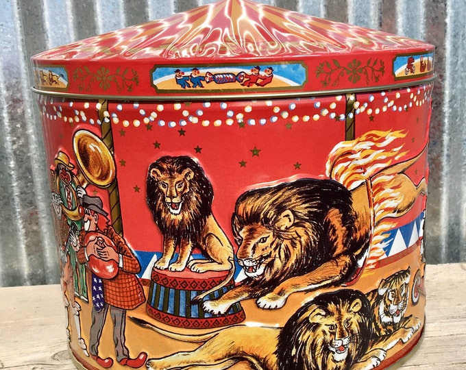 Vintage Circus Tin-vintage Carousel Tin-vintage Circus Cookie Tin-big ...