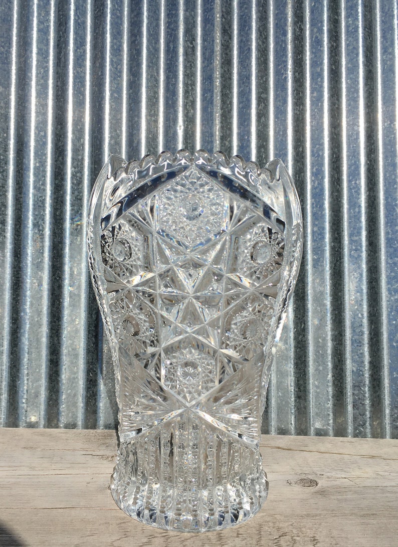 Vintage Imperial Glass Nucut Vase-imperial Nucut Glass Vase-imperial ...
