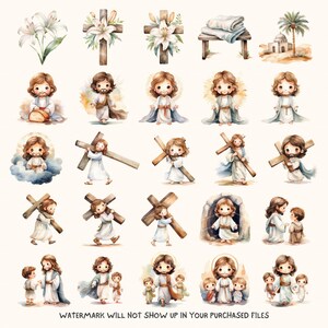 Christianity Cute Easter Clipart Religious PNG Jesus Watercolor He is ...