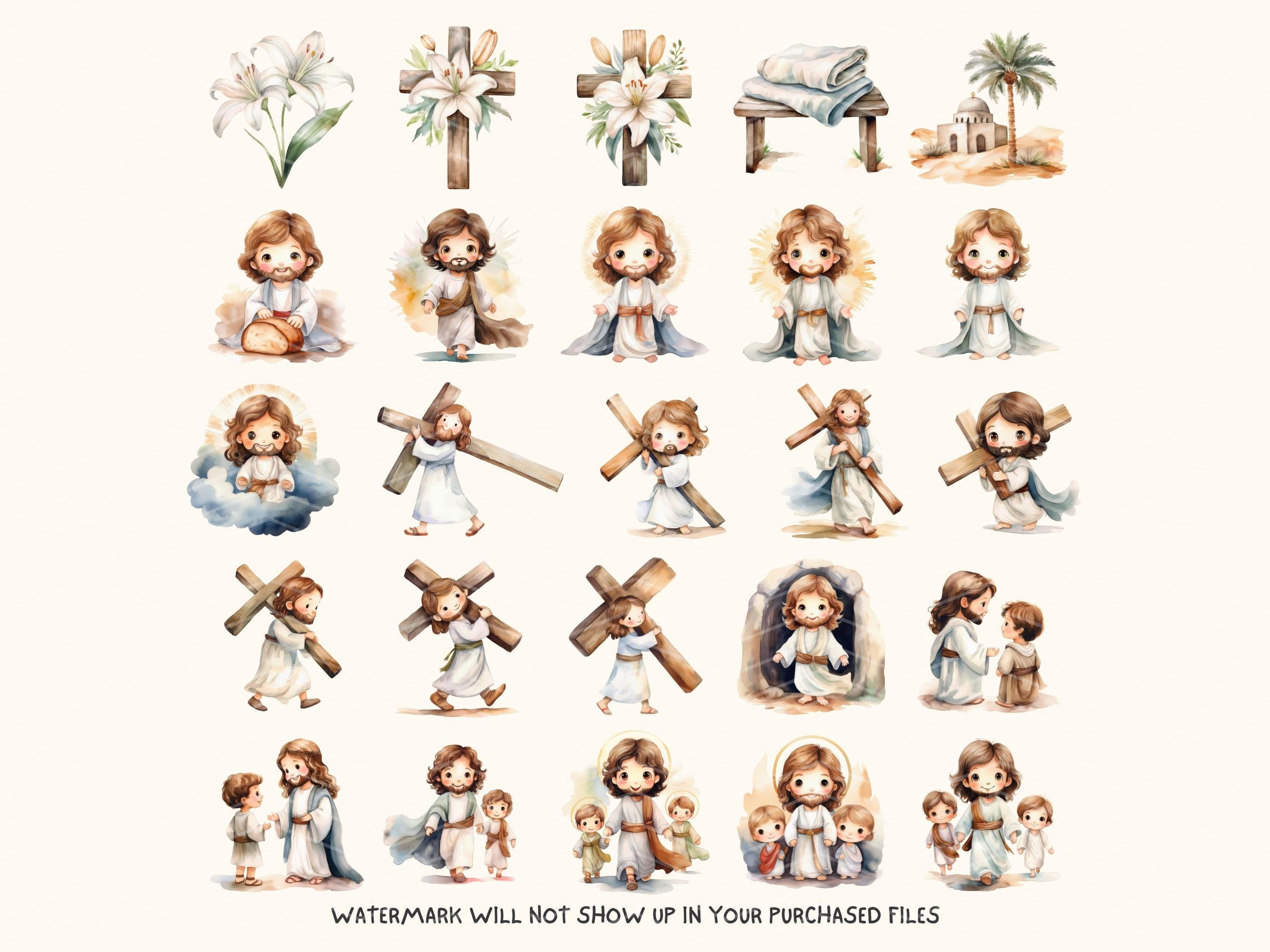 Christianity Cute Easter Clipart Religious PNG Jesus Watercolor He is ...
