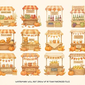 Fall Farmers' Market Clipart PNG, Simple Cozy Autumn Harvest Market ...
