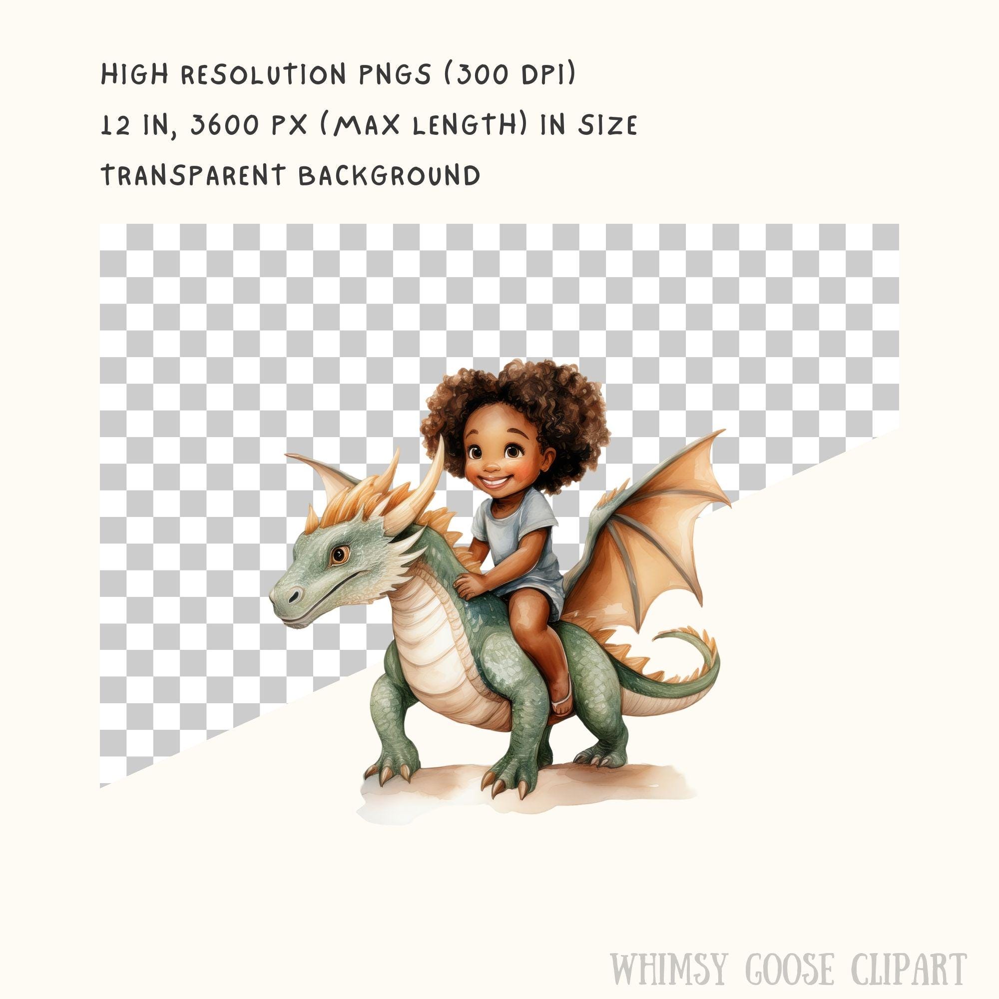 Cute Kids Dragon Riders Clipart PNG, Fantasy Magical Castle Story ...