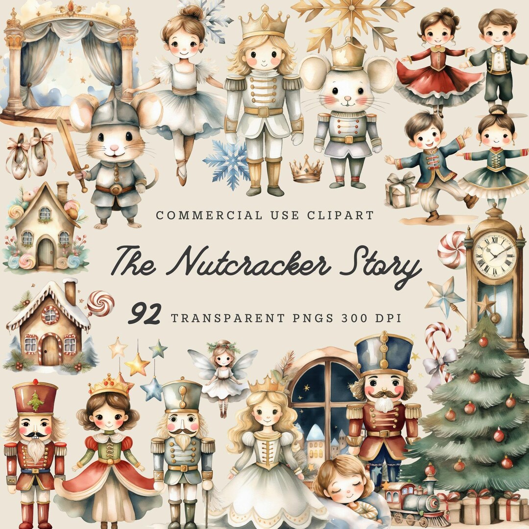 Classic Ballet Nutcracker Story Clipart PNG, Soft Muted Neutral ...