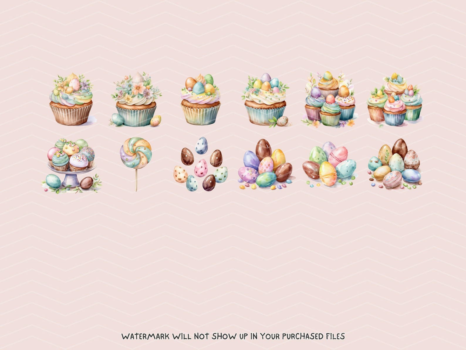 72 Easter Chocolates & Treats Clipart PNG Graphic, Cupcakes Bunny ...