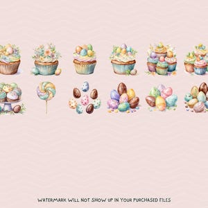 72 Easter Chocolates & Treats Clipart PNG Graphic, Cupcakes Bunny ...