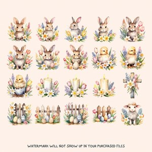 Pretty Easter Blooms Clipart PNG, Beautiful Floral Bunny Rabbit Spring ...