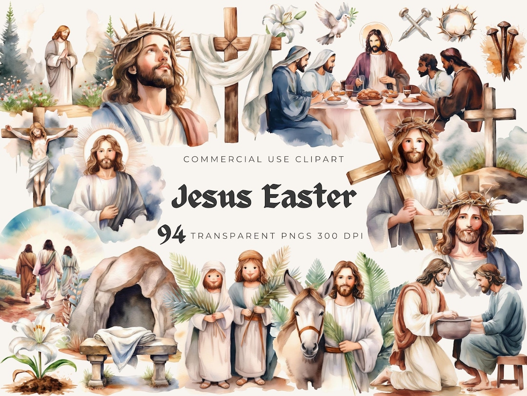 94 Religious Jesus Easter PNG Christianity Watercolor Graphic He is ...