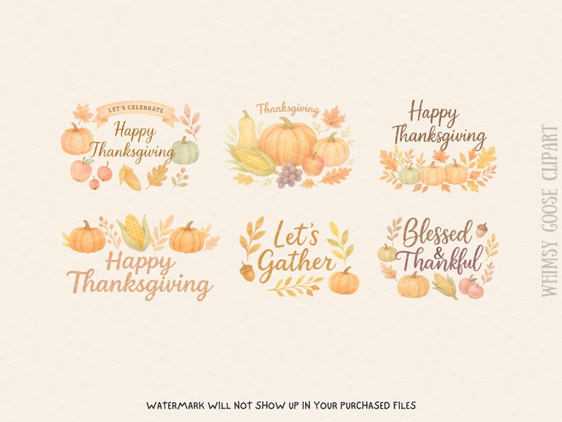Cute Thanksgiving Clipart Set, Kawaii Turkey Animal Fall Harvest ...