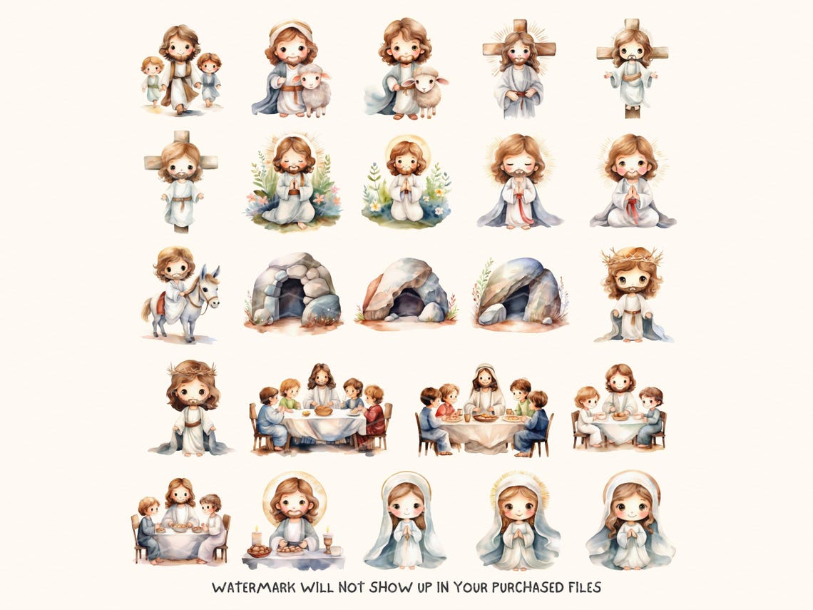 Christianity Cute Easter Clipart Religious PNG Jesus Watercolor He is ...