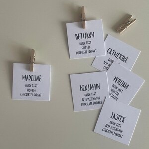 Menu Placecards With Peg Showing Meal Choice in Modern Calligraphy ...