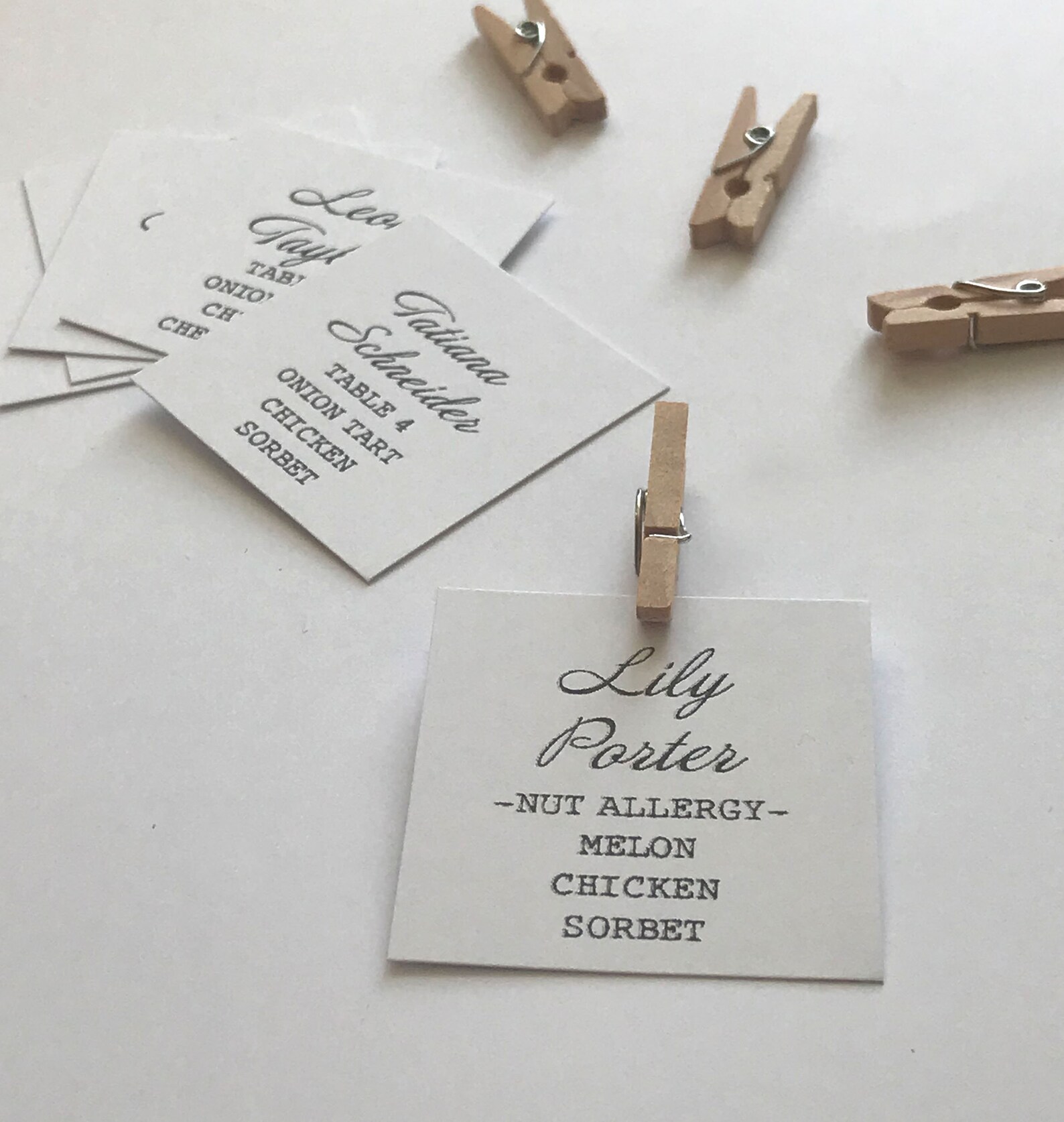 Wedding Menu Place Cards With Guest Meal Choice and Dietary ...
