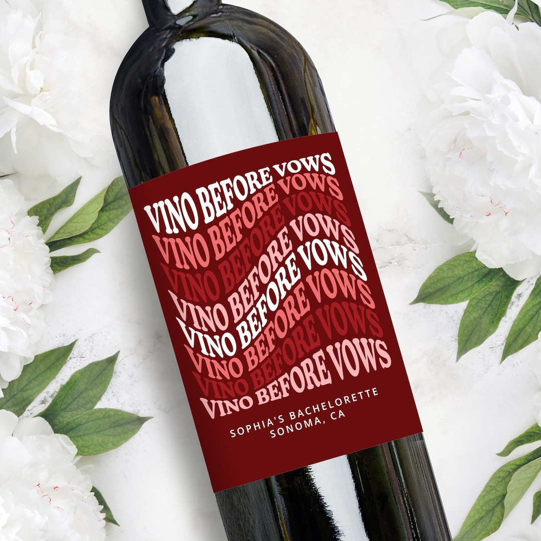 Vino Before Vows Wine Labels | Personalized Bachelorette Party Favors ...