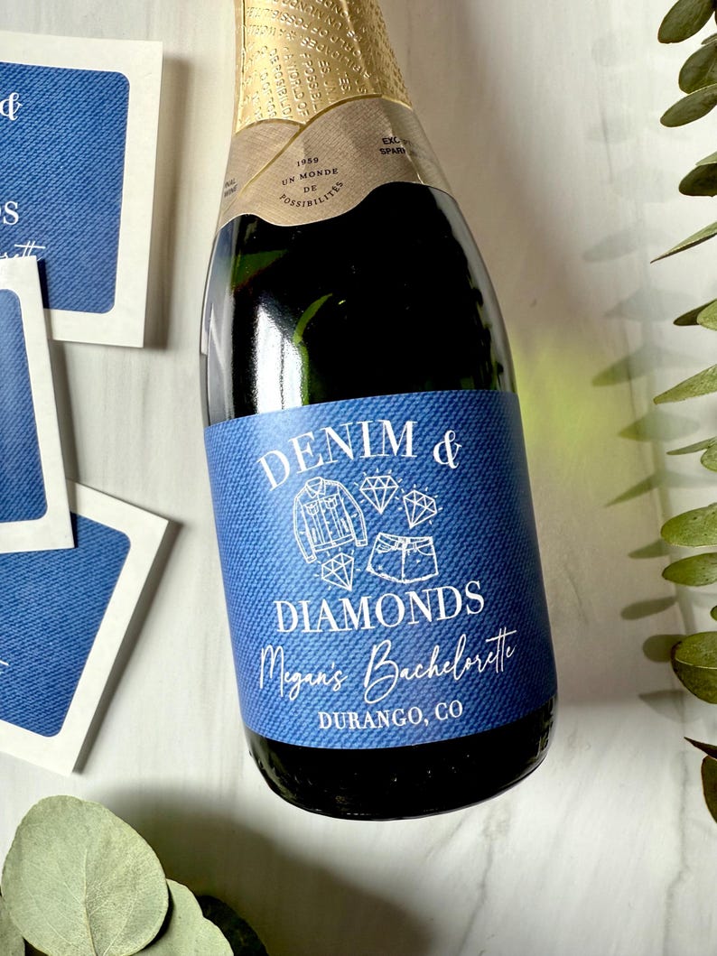 Denim & Diamonds Custom Labels, Bachelorette Party Favors for Wine ...